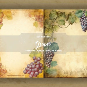 10 Grapes Printable Paper, Wine Digital Paper, Grapes, Junk Journal ...