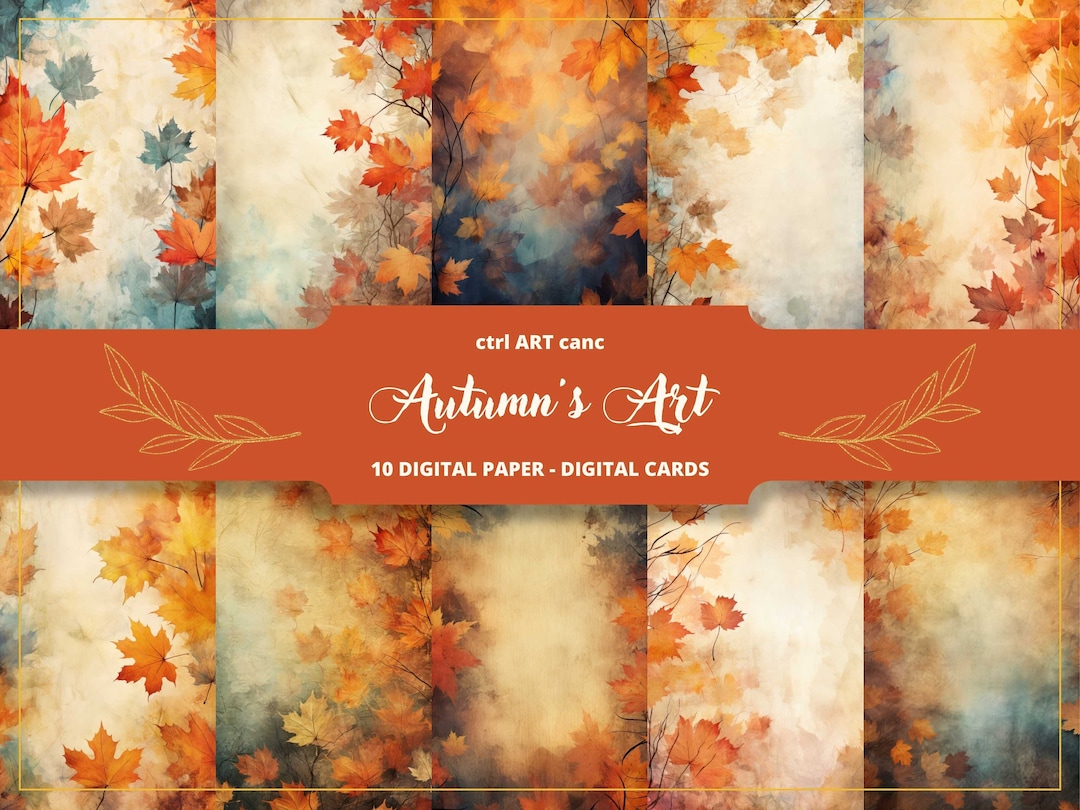 Autumn Leaves Digital Paper, Autumn Scrapbook Background, Autumn Junk ...
