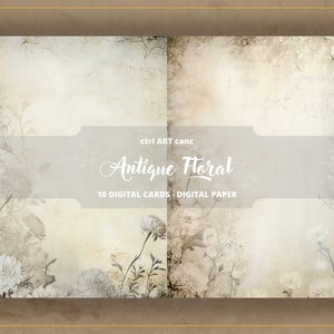 Antique Floral Digital Paper, Invitation Paper, Digital Paper, Journal ...