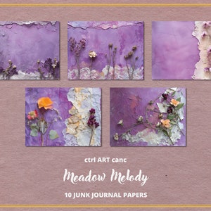 Floral Purple Collage Journal Kit Abstract Lace Background Floral ...