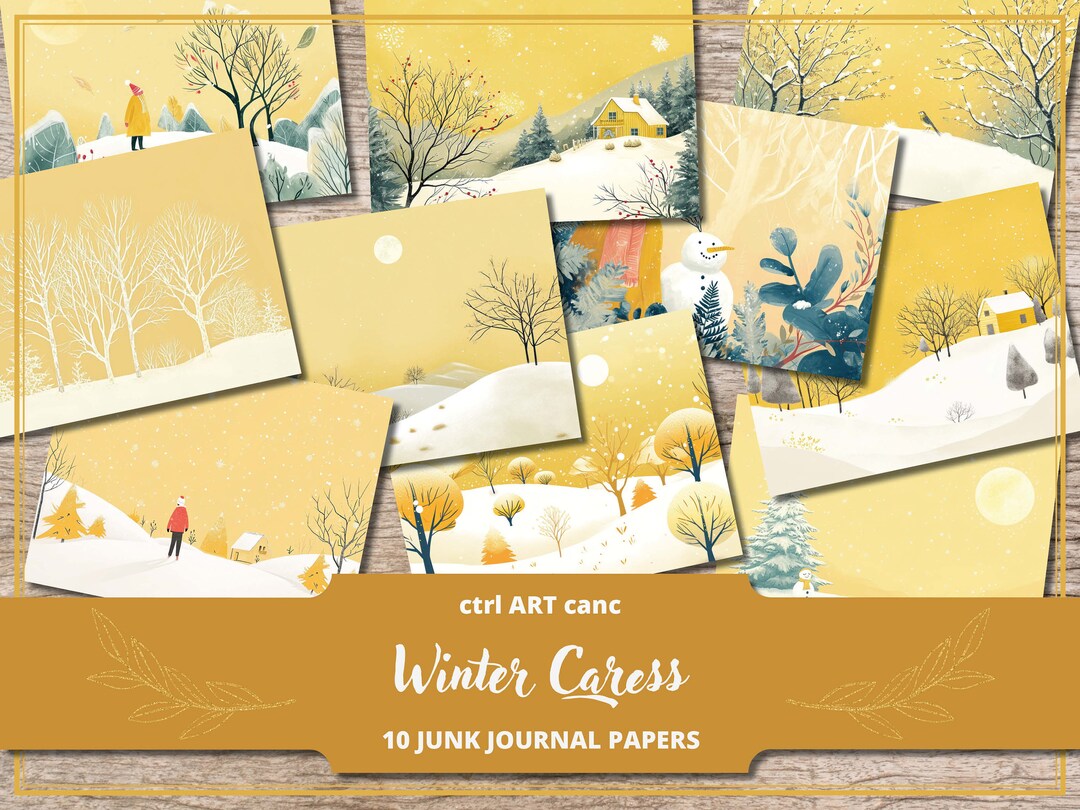 Winter Illustration Junk Journal Kit: Snow Scene Digital Paper ...