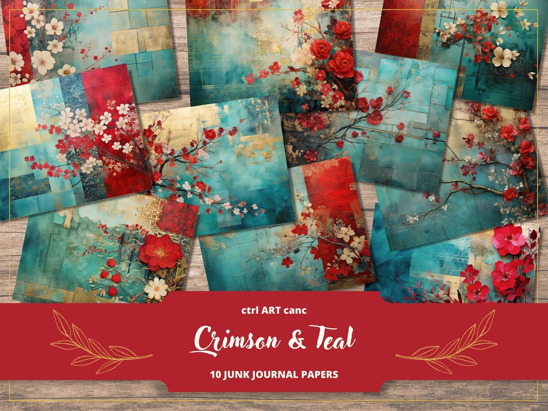 Green Journal Collage Junk Journal Kit Digital Paper Scrapbook Kit ...