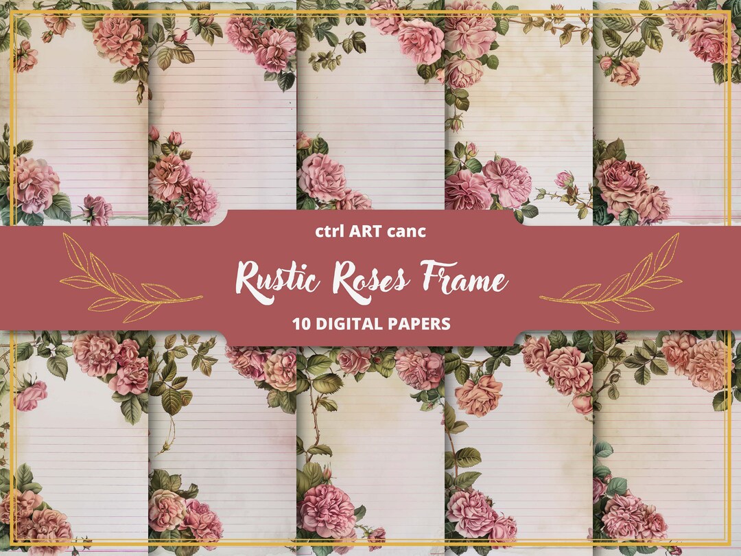 Roses Lined Paper Journal Paper Roses Digital Paper Roses Printable