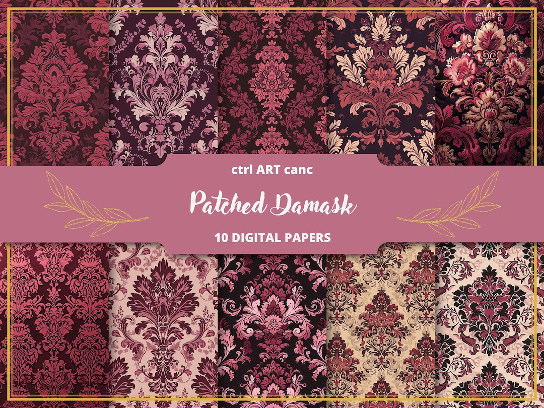 Red Damask Digital Paper: AI Generated Scrapbook Kit (JPEG) - Etsy