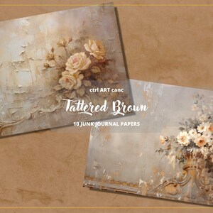 Tattered Brown Digital Paper Brown Journal Paper for Junk Journal ...