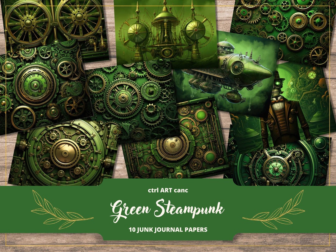 Steampunk Background Green Steampunk Digital Paper Instant Download ...