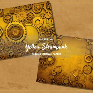 Steampunk Background Yellow Steampunk Digital Paper Instant Download ...