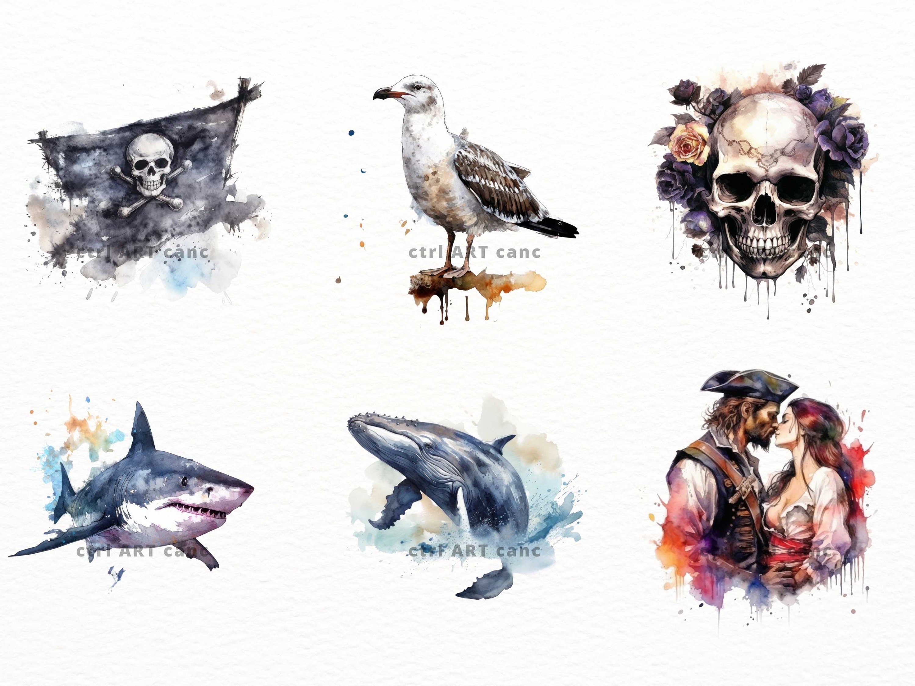 Pirate Watercolor Clipart Pirates Party Invitation Pirate - Etsy