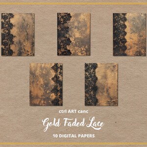 Black Gold Lace Junk Journal Paper Digital Paper Kit Scrapbook Paper ...