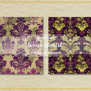 Green Damask Digital Paper Damask Printable Paper Damask Pattern Damask ...
