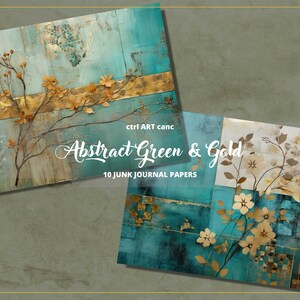 Green Journal Collage Junk Journal Kit Digital Paper Scrapbook Kit ...