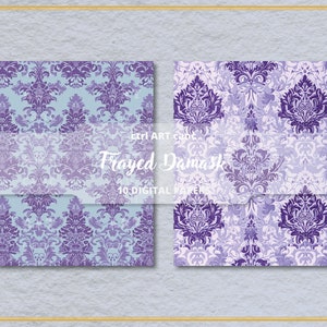 Purple Damask Digital Paper Damask Printable Paper Damask Pattern ...