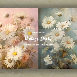 Vintage Daisy Printable, Daisy Digital Paper, Romantic Decor, Journal ...
