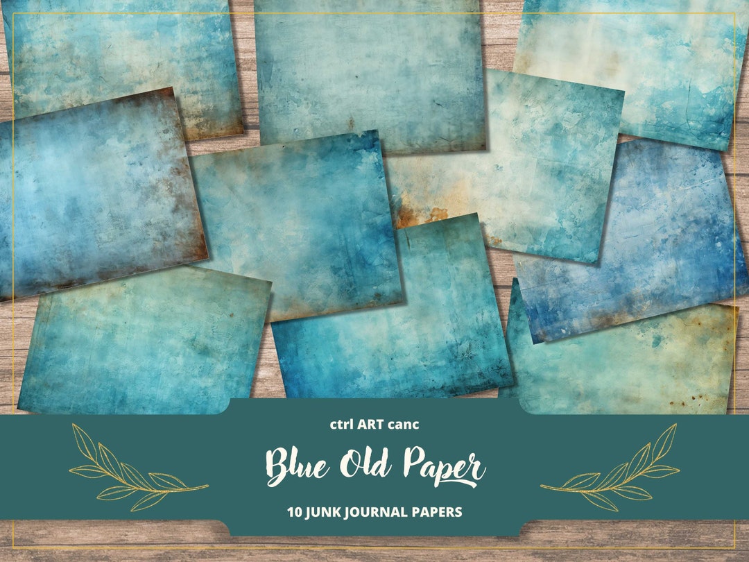 Blue Old Paper Background Stained Paper Wallpaper Junk Journal Paper ...