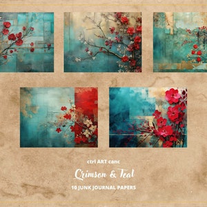 Green Journal Collage Junk Journal Kit Digital Paper Scrapbook Kit ...