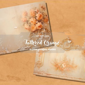 Tattered Orange Digital Paper Orange Journal Paper for Junk Journal ...