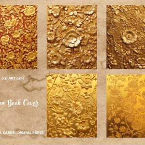 Gold Book Cover Printable Gold Paper Decor Printable Golden Digital ...