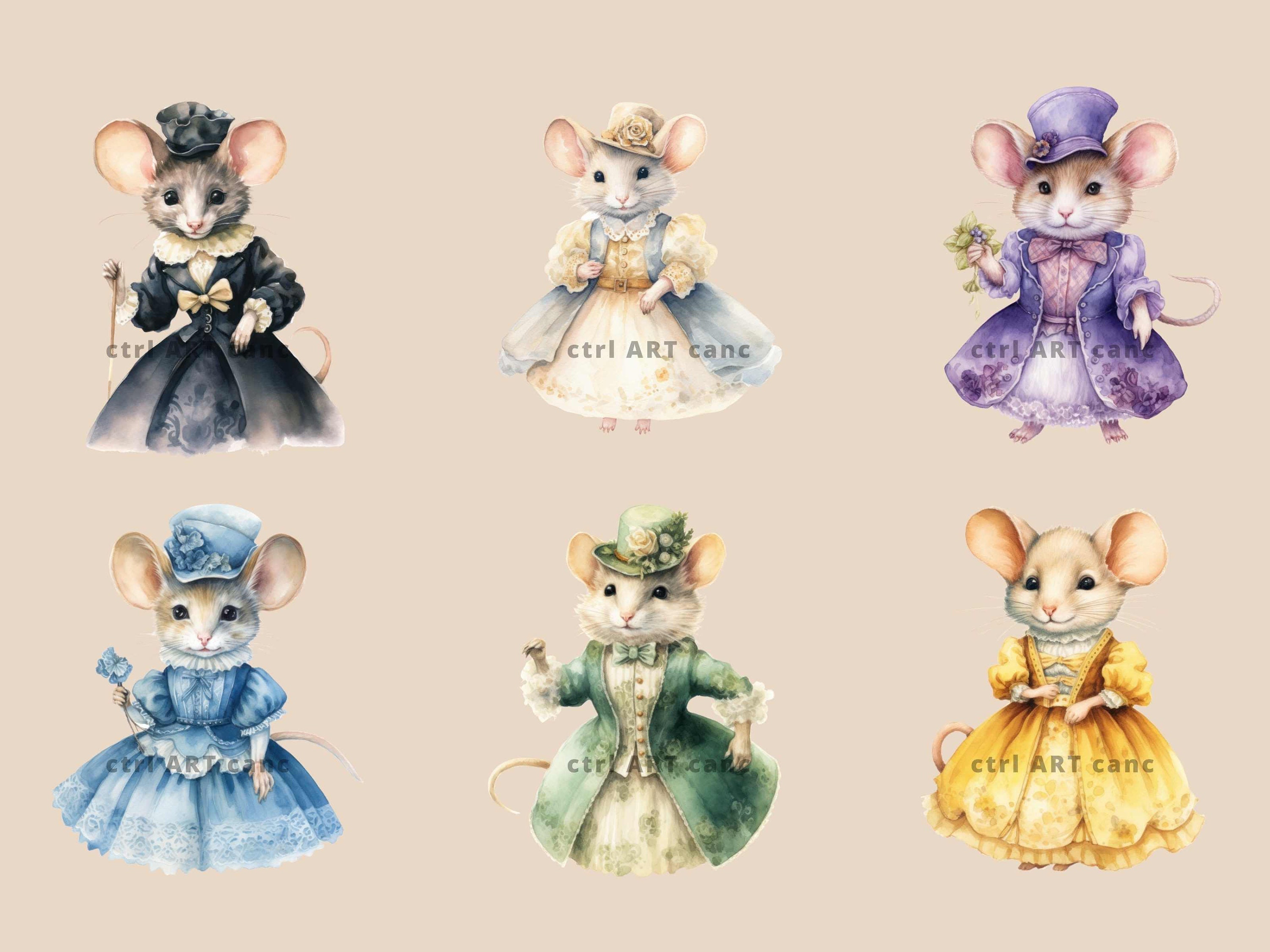Victorian Mouse Watercolor Clipart Victorian Mouse Clipart - Etsy