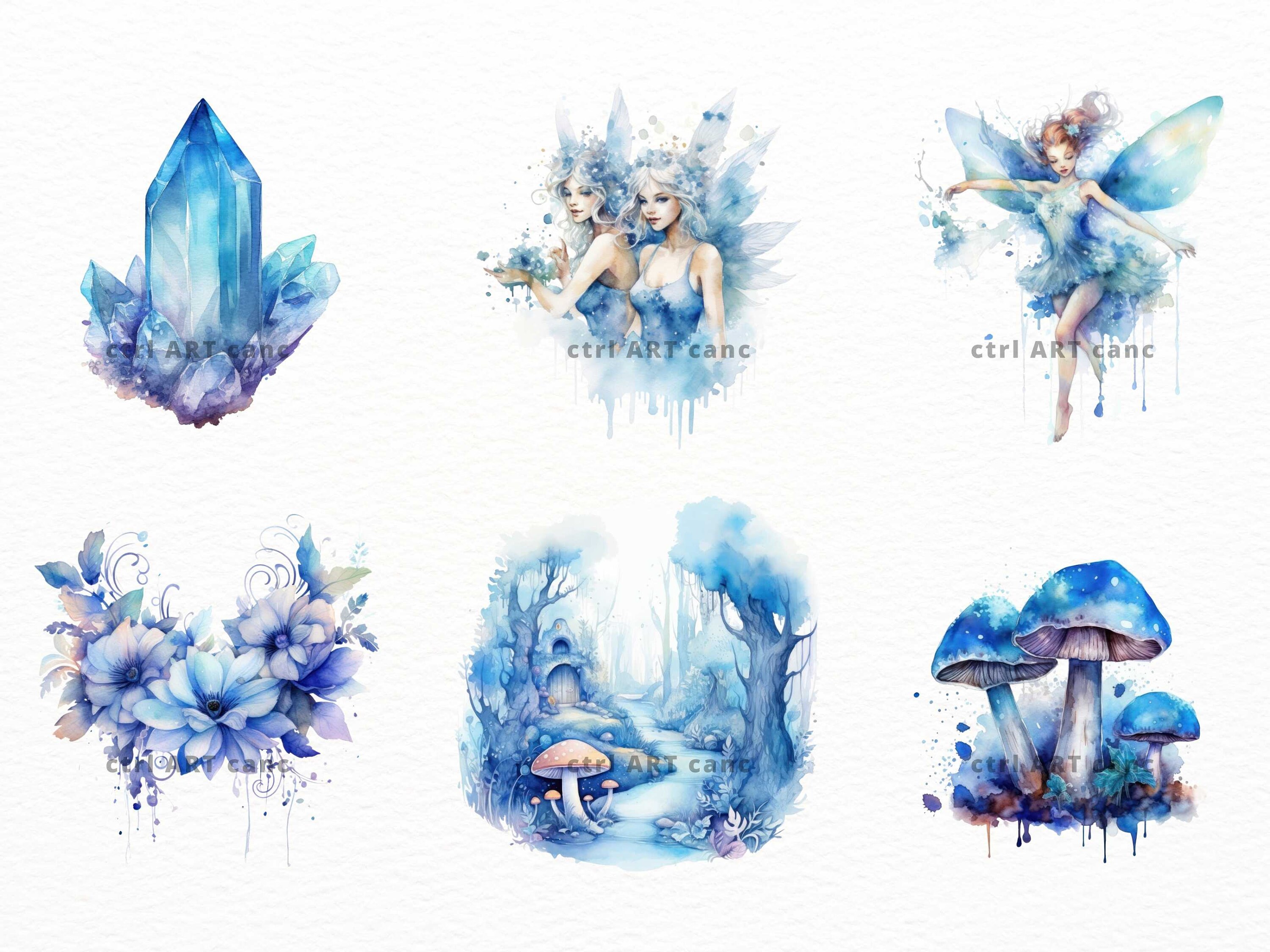 Blue Fairy Clipart: Watercolor PNG for Scrapbook (digital Download) - Etsy