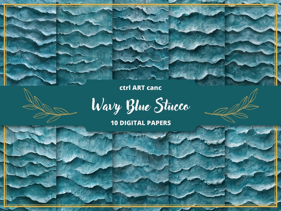Blue Waves Stucco Printable Digital Paper for Decorations Printable ...