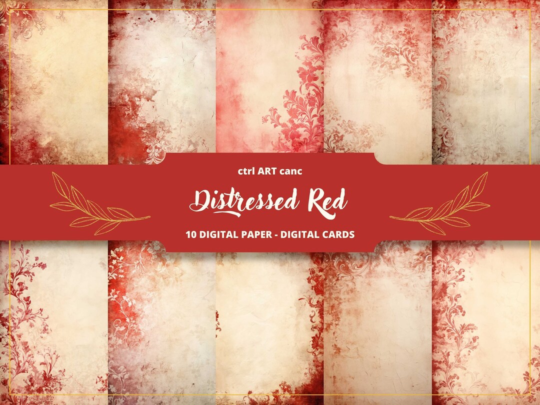 Papel digital Damasco Rojo: Páginas de scrapbooking deshilachadas ...