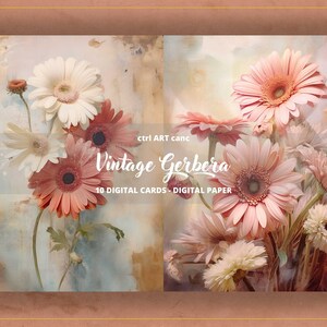 Vintage Gerbera Printable, Gerbera Floral Paper, Romantic Decor ...