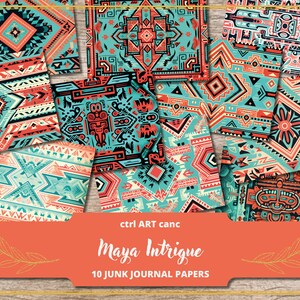 Aztec Maya Digital Paper: Inca Pattern for Junk Journals (JPEG Download ...