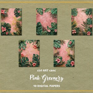 Plants Digital Paper Green Plants Tropical Paper Digital Kit Journal ...