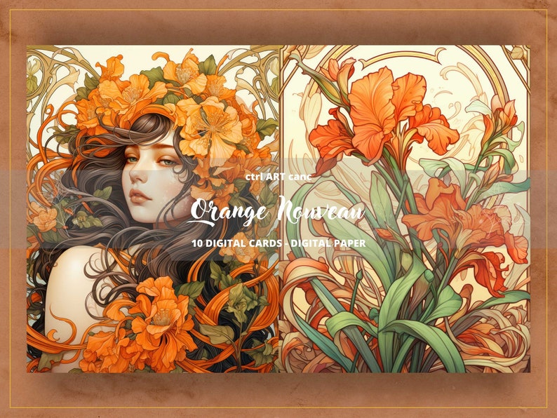 Art Nouveau Digital Paper: Printable Scrapbook Paper (instant Download ...