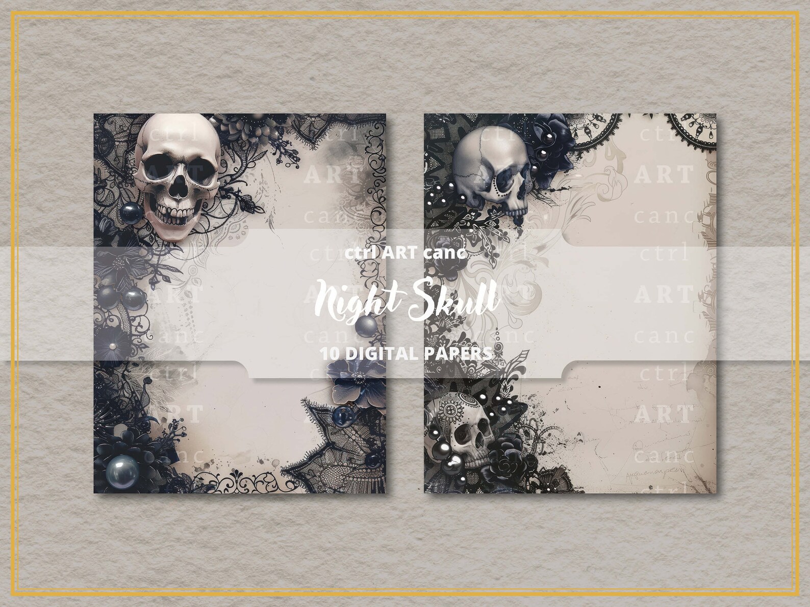 Skull Digital Paper for Junk Journal Kit Scrapbook Paper Gothic ...