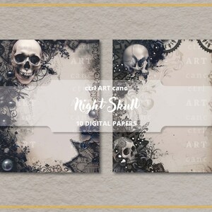 Skull Digital Paper for Junk Journal Kit Scrapbook Paper Gothic ...