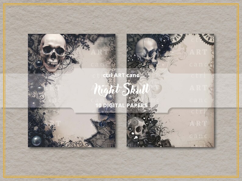 Skull Digital Paper for Junk Journal Kit Scrapbook Paper Gothic ...