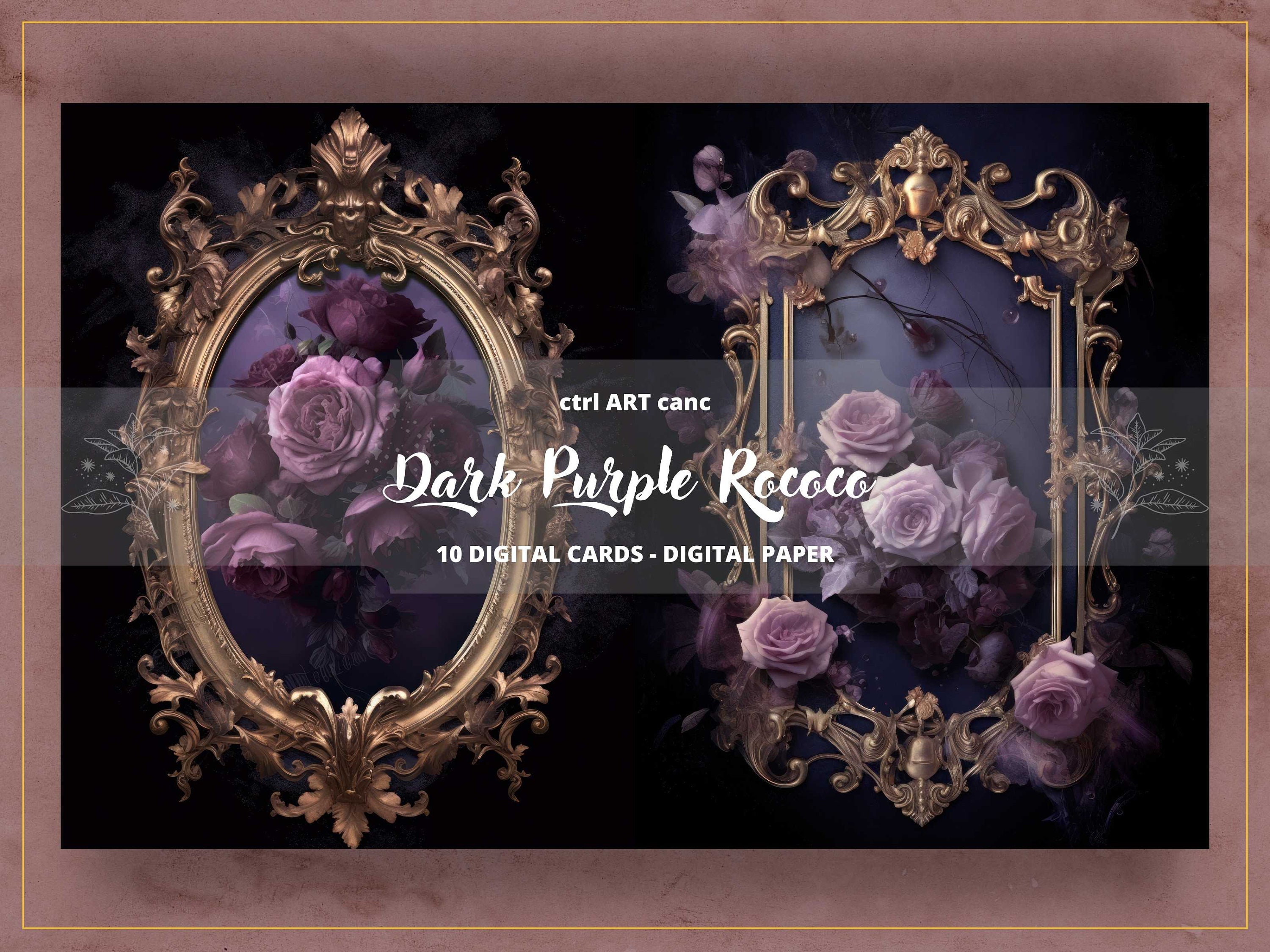 Dark Purple Rococo Roses Printable Dark Rose Printable - Etsy