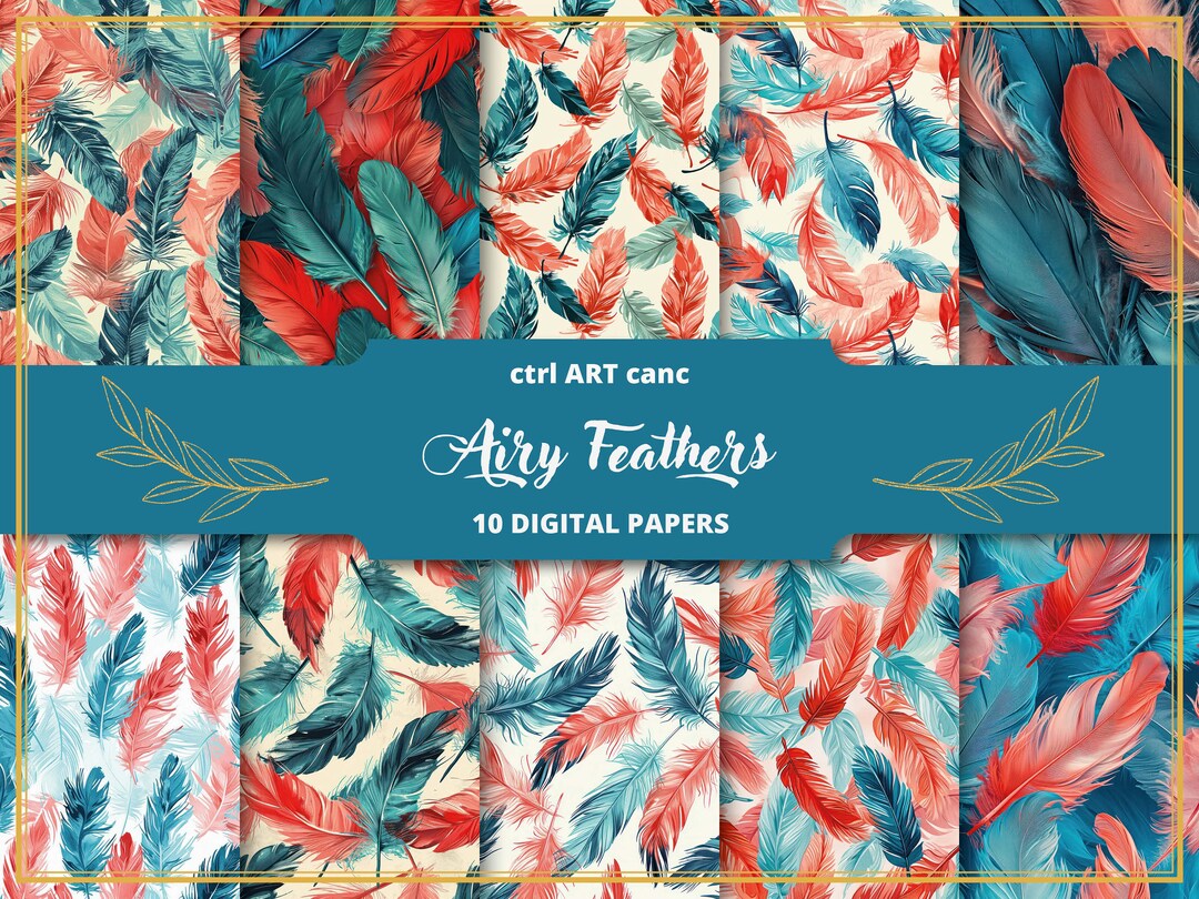 Feathers Digital Paper Feathers Printable Feathers Pattern Feathers ...