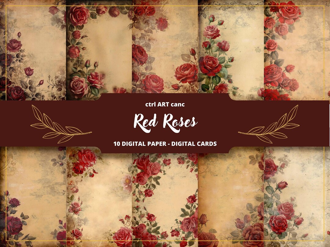 Roses Printable Paper Red Roses Paper Background Roses Journal Paper ...