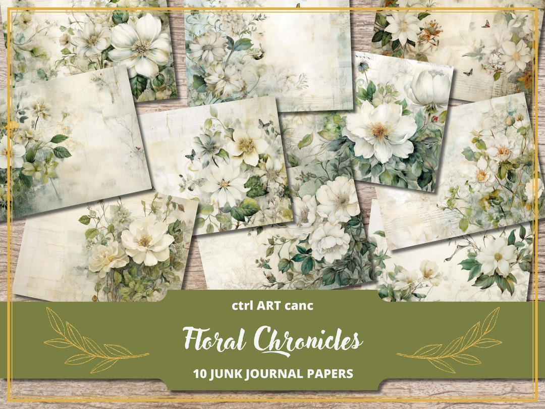Floral Junk Journal Kit Paper Decor Scrapbook Kit Digital Paper ...