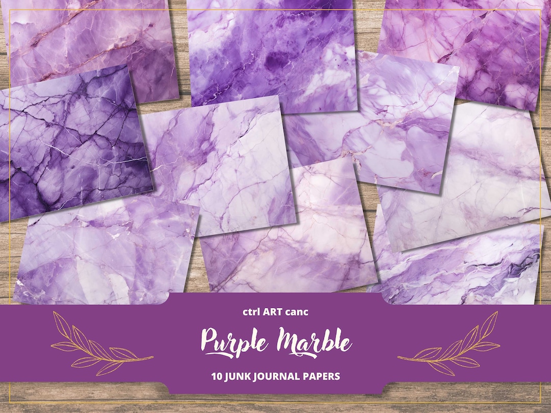 Purple Marble Digital Paper Marble Printable Paper for Junk Journal ...