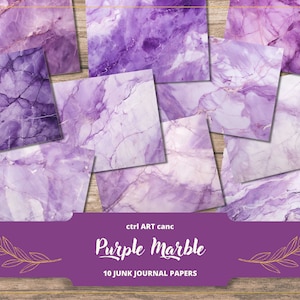 Purple Marble Digital Paper Marble Printable Paper for Junk Journal ...