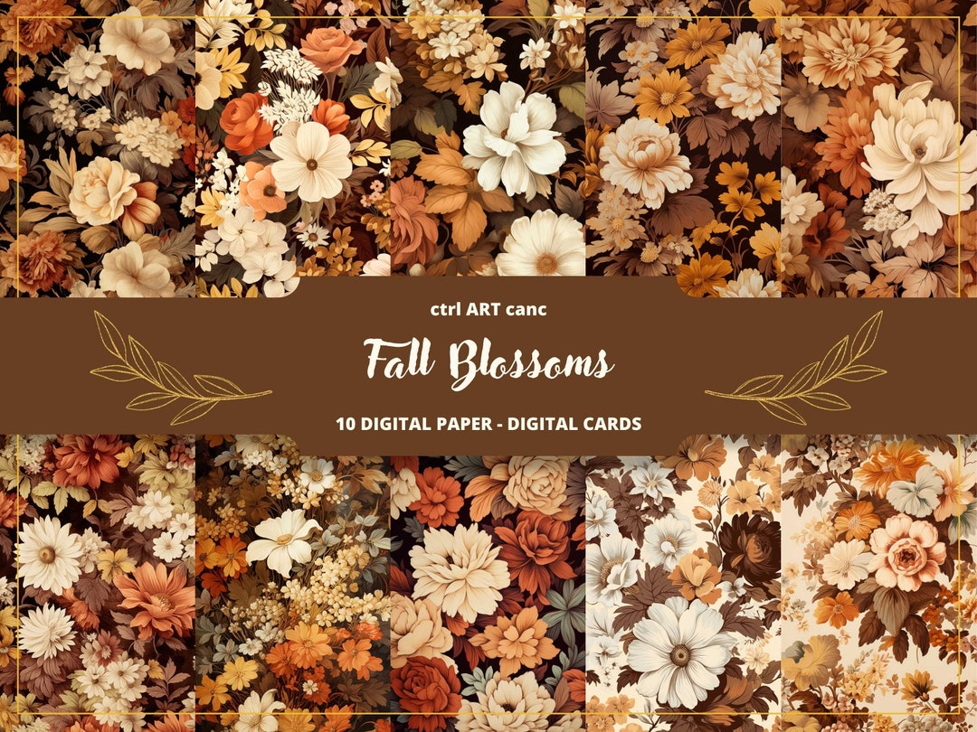 Autumn Leaves Digital Paper, Autumn Scrapbook Background, Autumn Junk ...