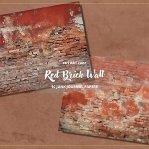 Brick Wall Texture Junk Journal Paper Red Scrapbook Digital Paper for ...