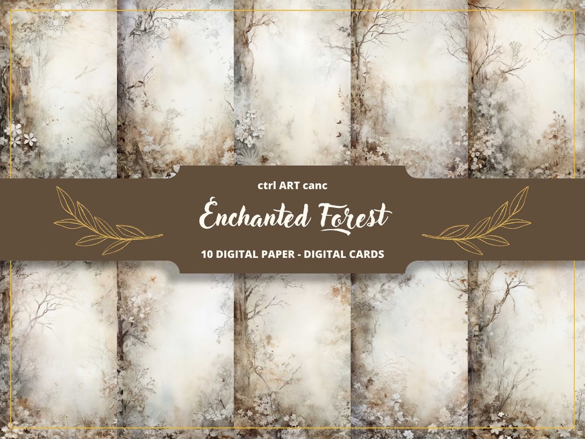 Enchanted Forest Digital Paper, Vintage Paper, Black Paper, Digital ...