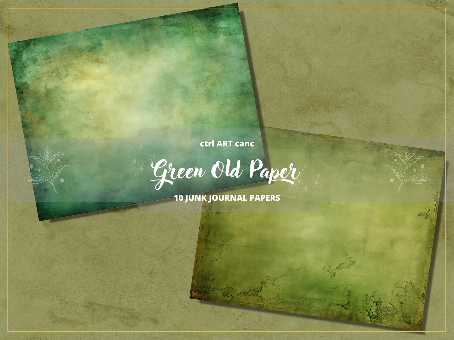 Green Old Paper Textures: Stained Vintage Backgrounds (digital Download ...