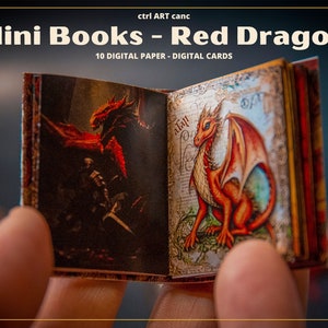 4 Red Dragon Mini Books, Red Dragon Mini Book, Miniature Book ...