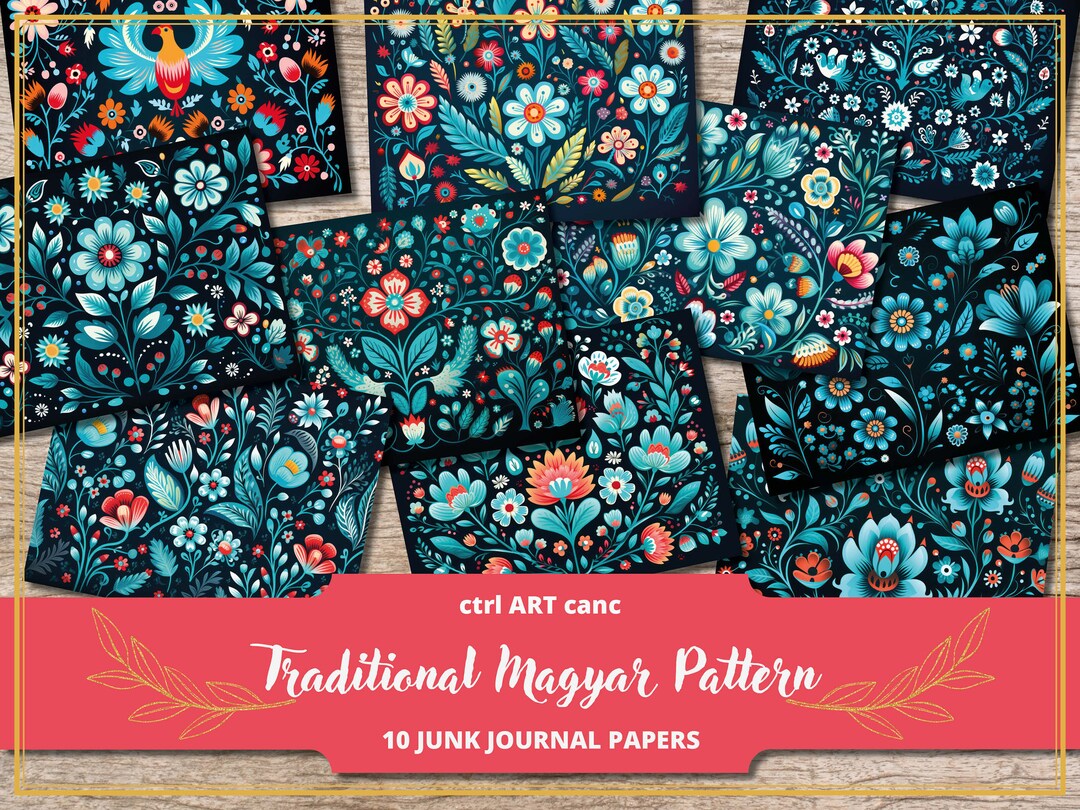 Hungarian Floral Pattern Paper: Folk Art Scrapbook Kit (digital Paper ...