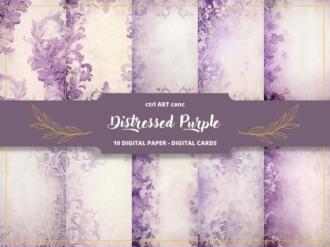 Purple Digital Paper for Junk Journal Purple Page for Scrapbook Purple ...
