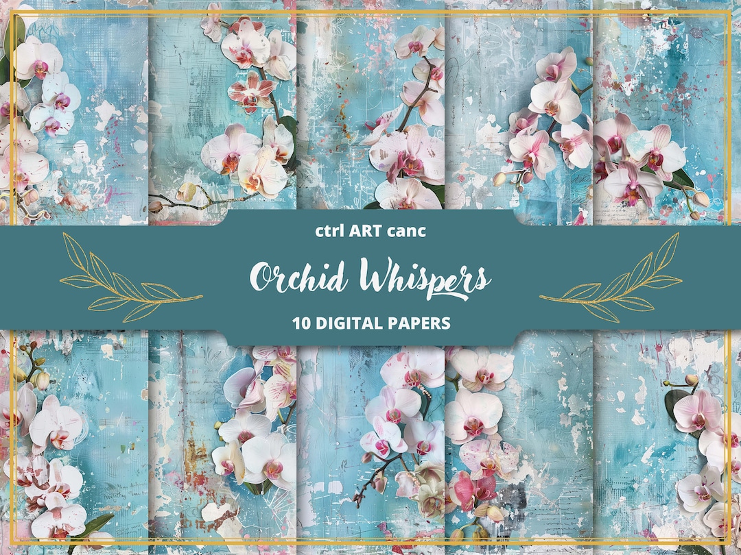 Orchid Junk Journal Kit Blue Orchid Digital Paper Orchid Printable ...