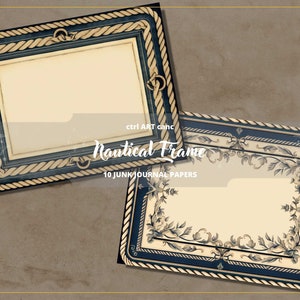 Nautical Frame Junk Journal Kit Printable Digital Paper Kit Scrapbook ...