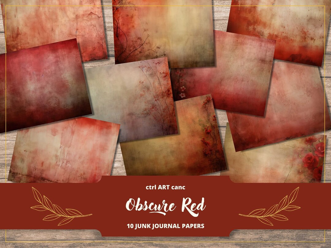 Red Junk Journal Paper Digital Download Scrapbooking Kit Paper Red ...