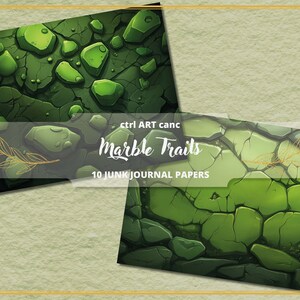 Green Stone Digital Paper Kit Stones Printable Paper Junk Journal Kit ...