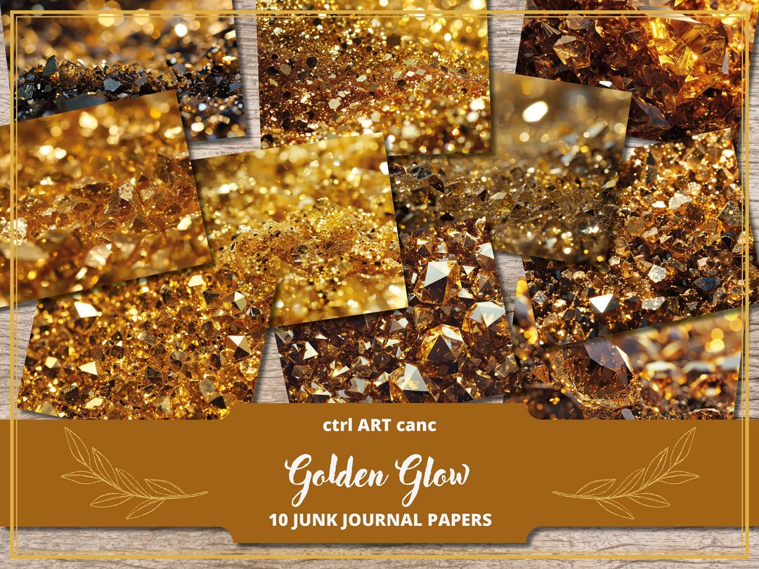 Gold Diamond Digital Paper Kit Gold Printable Paper Junk Journal Kit ...